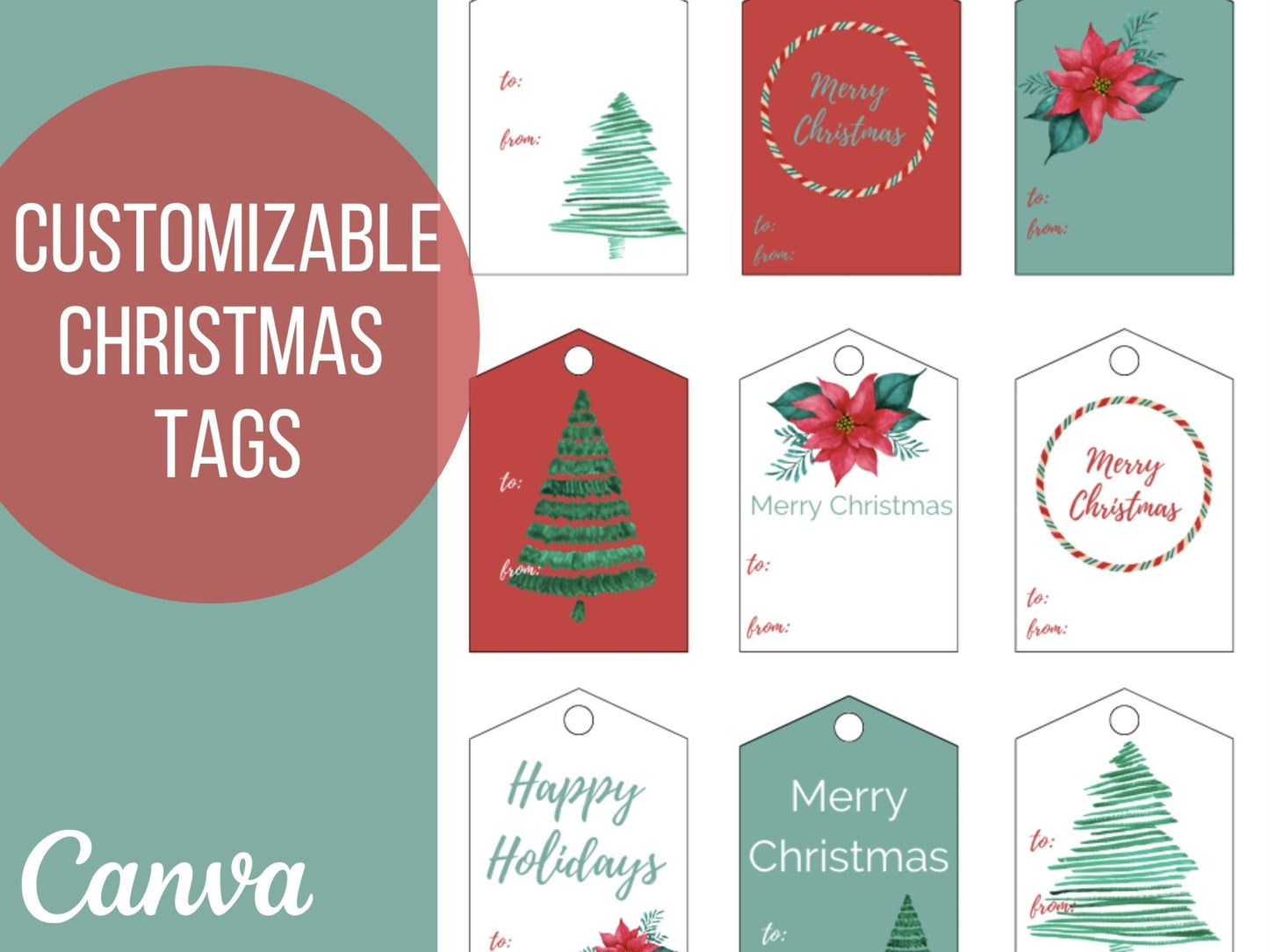 Christmas Name Tags Templates Christmas Gift Tags | Canva Template